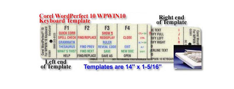 Corel WordPerfect 10 Keyboard Template